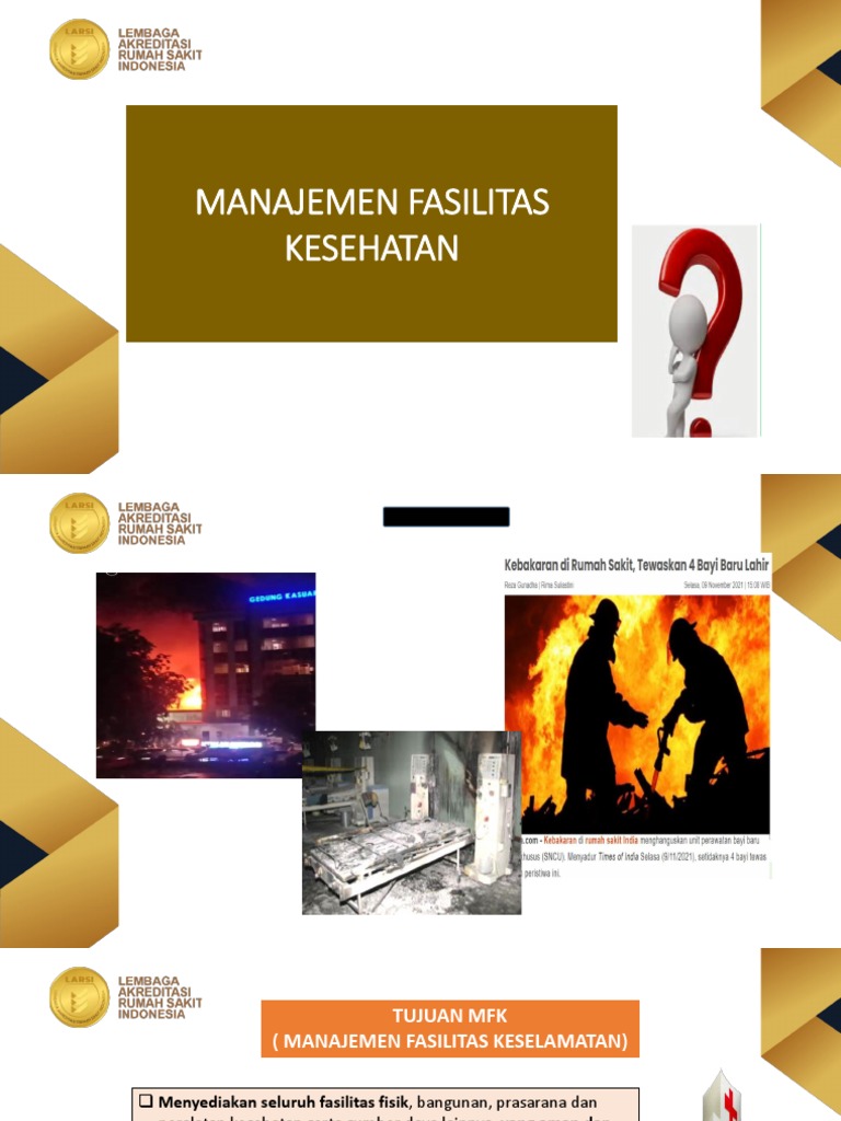 STANDAR MANAJEMEN FASILITAS DAN KESELAMATAN RUMAH SAKIT | PDF