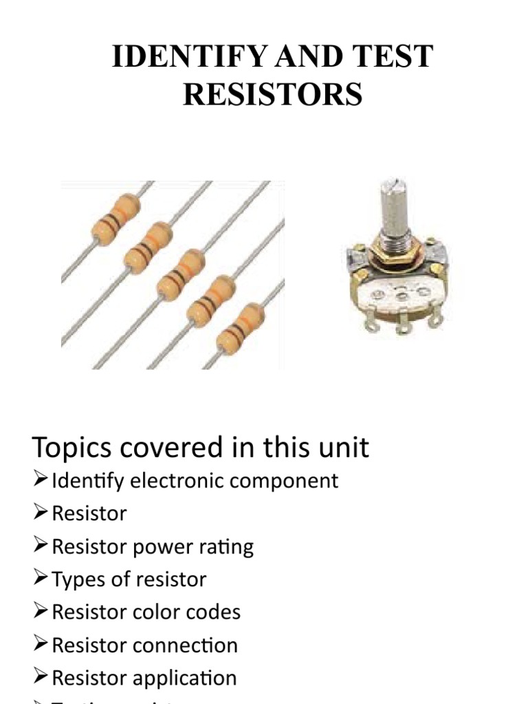 Identify and Test Resistors | PDF | Resistor | Passivity (Engineering)