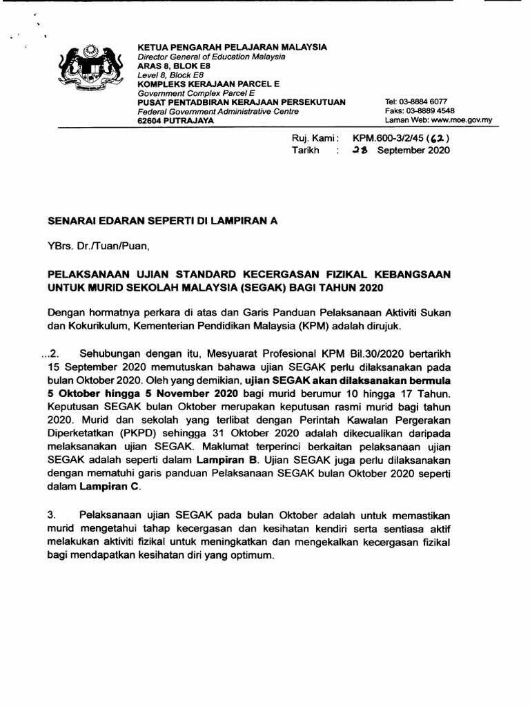 Pelaksanaan Ujian Standard Kecergasan Fizikal Kebangsaan Untuk Murid ...