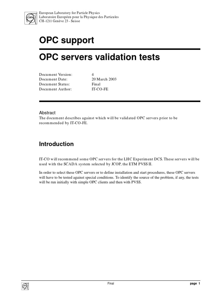 OPC Support OPC Servers Validation Tests | PDF | Programmable Logic ...