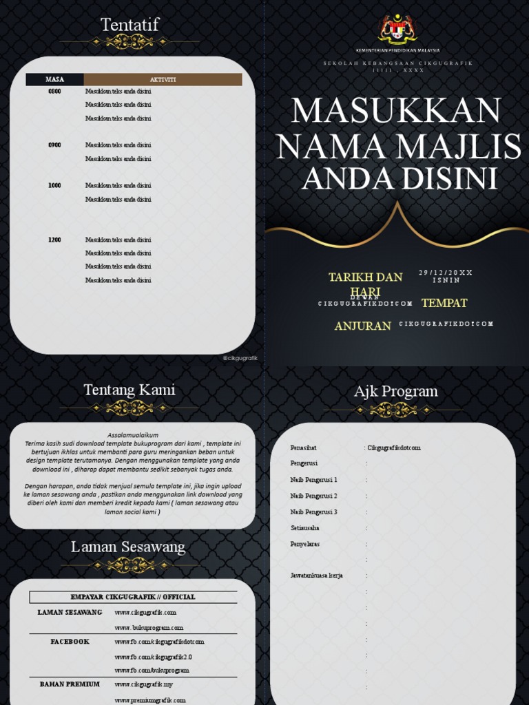 Template Buku Program Percuma Tema Mewah Luxury (Cikgugrafik) | PDF