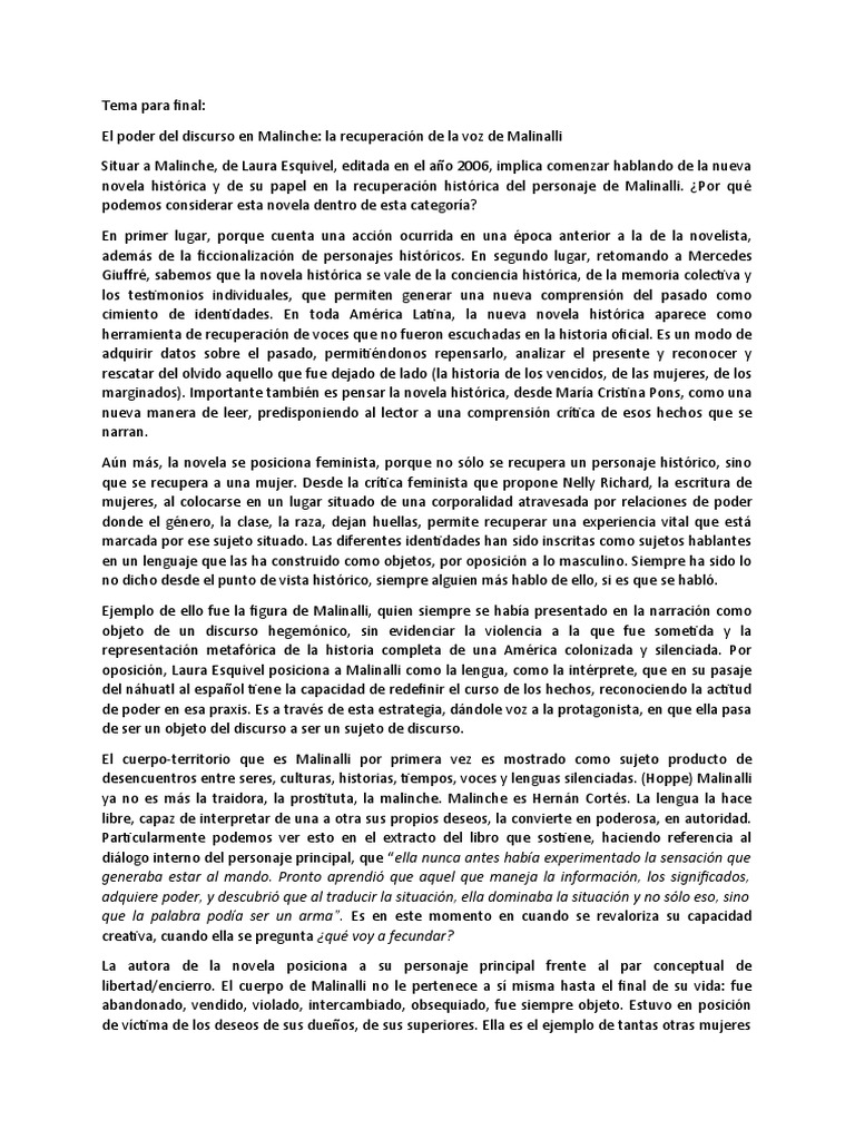 La Malinche y Su Representación en La Historia Latinoamericana | PDF ...