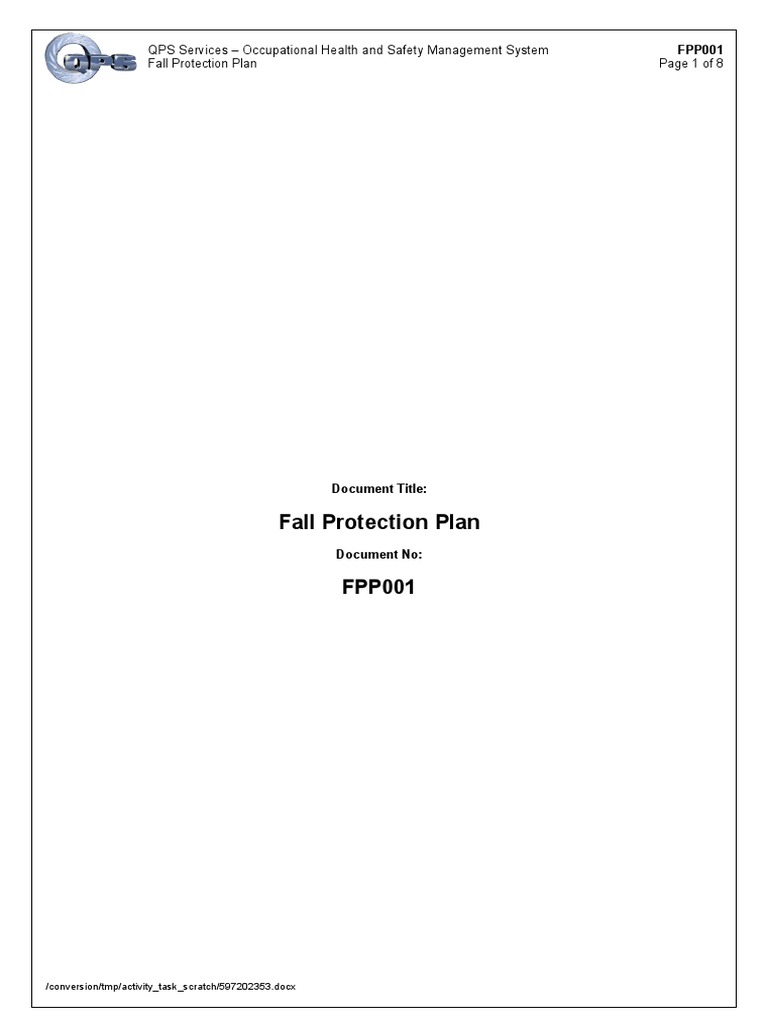 Fall Protection Plan: QPS Services - Occupational Health and Safety ...