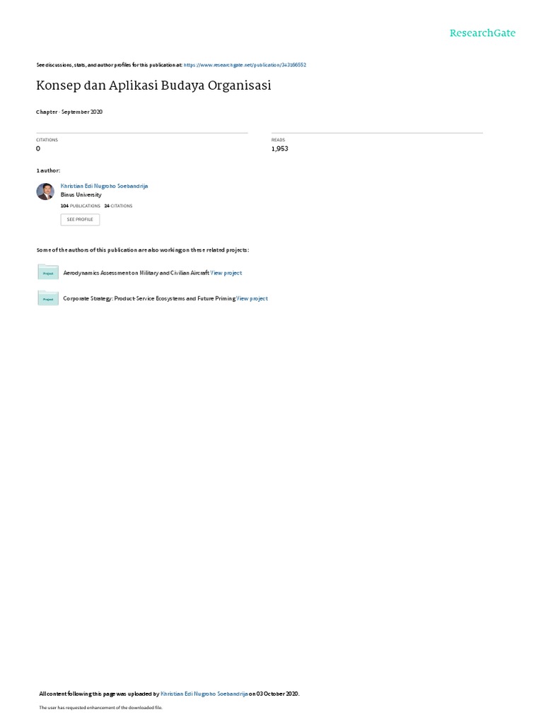 ResearchGate KonsepdanAplikasiBudayaOrganisasi DrKhristian | PDF