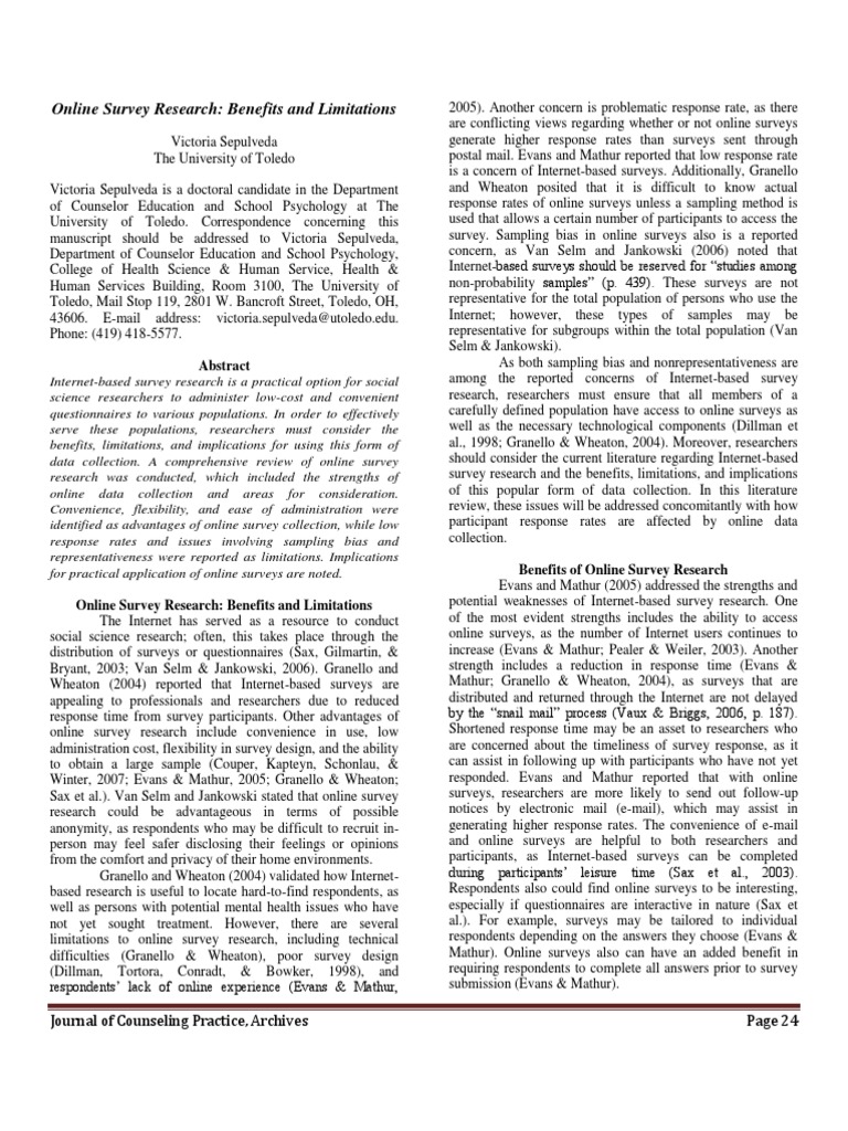 Online Survey Limitations | PDF | Survey Methodology | Internet