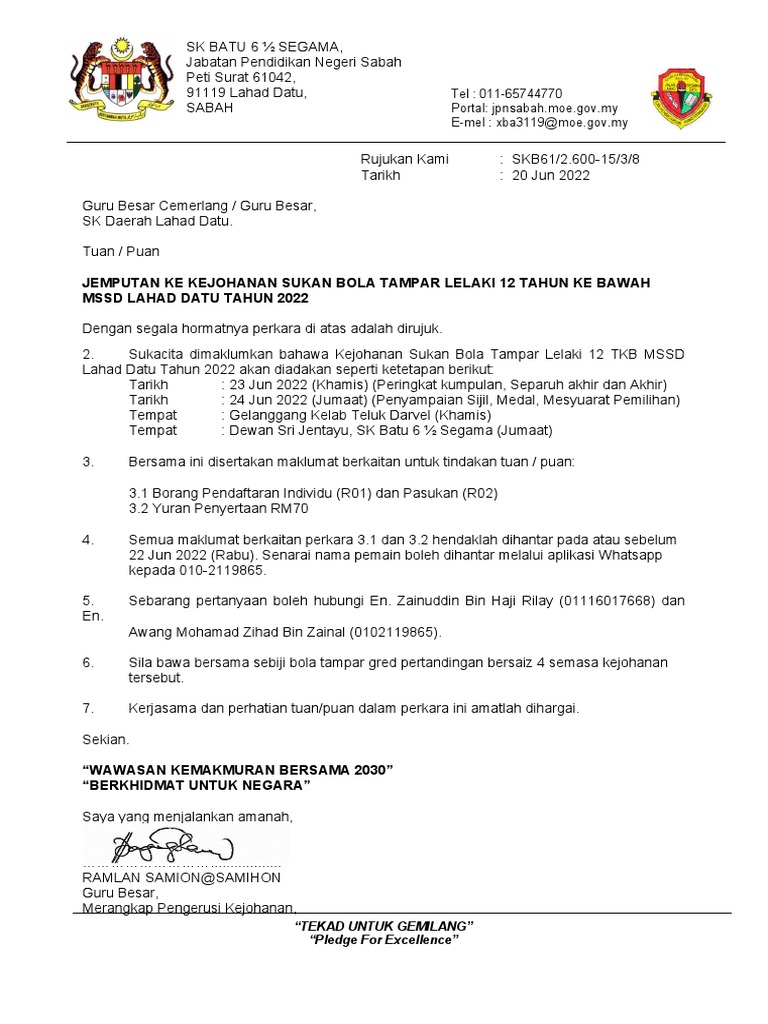 Surat Jemputan Kejohanan | PDF