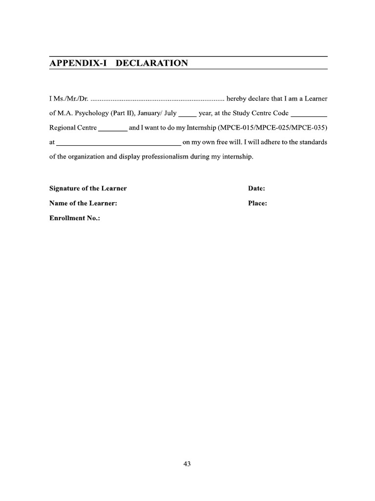 Internship Appendix | PDF