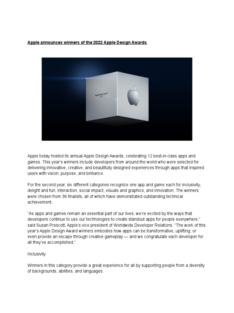 Achievements of Apple Inc. | PDF | Apple Inc. | Mobile App