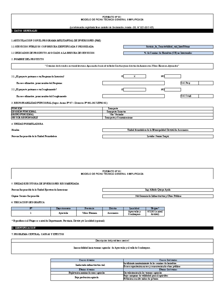 Ficha Tecnica Simplificada Carretera Tramo Apuscucho A Ccarhuayaco2 | PDF | Aeropuerto | Agricultura