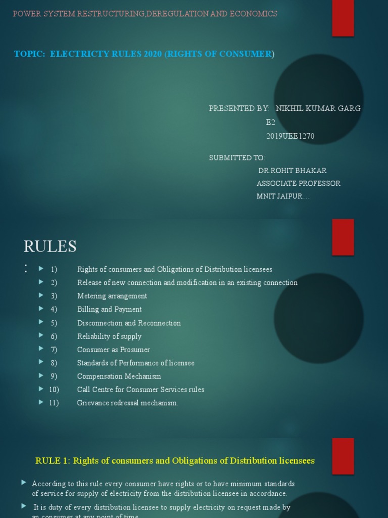 Presentation On Electricity Rules | PDF
