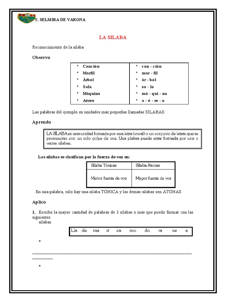 Reconocimiento y Clasificación de Sílabas | PDF
