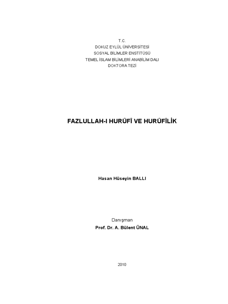 Fazlullah Hurufi Ve Hurufilik | PDF
