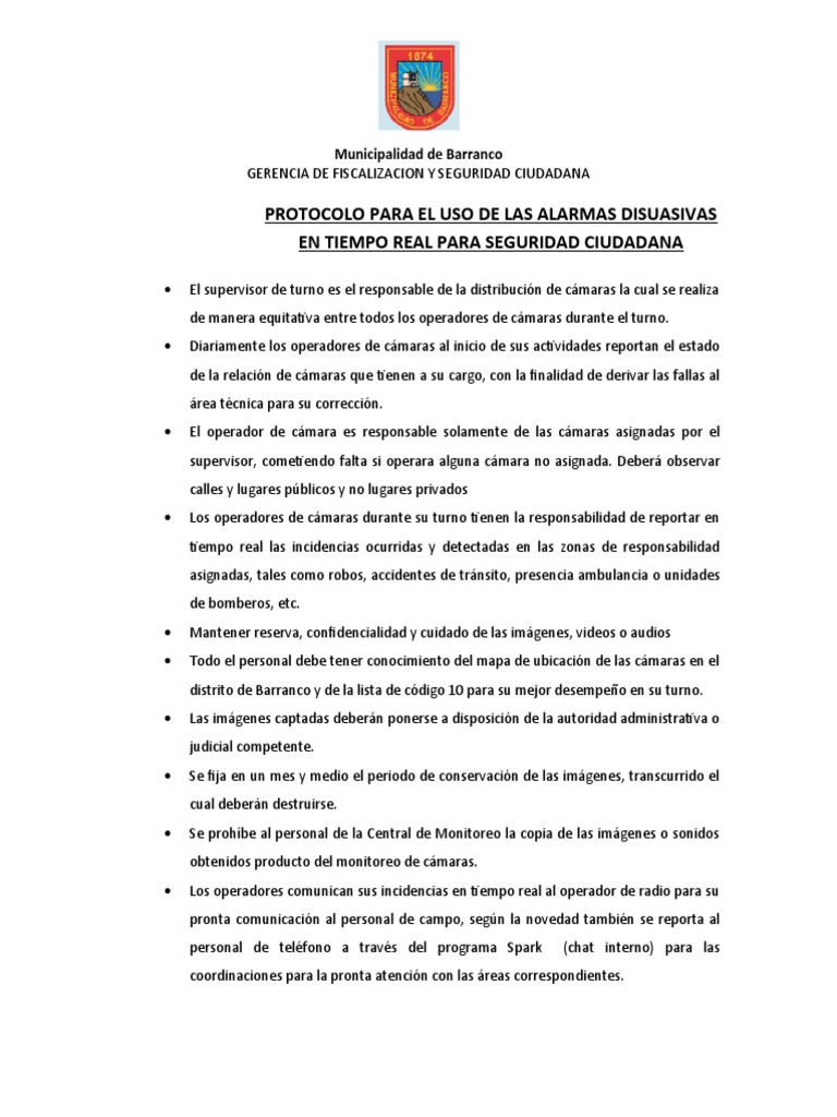 Protocolo Uso de Alarmas en CECOM | PDF