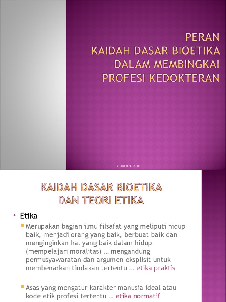 Kaidah Dasar Bioetika dalam Kedokteran | PDF