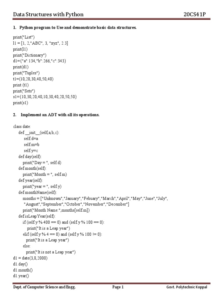 Data Structures With Python - 1 | PDF | Queue (Abstract Data Type ...