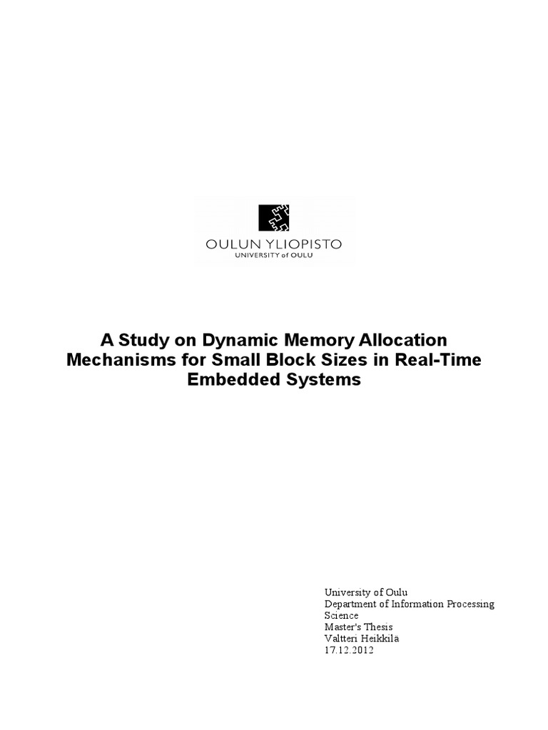 A Study On Dynamic Memory Allocation Mechanisms For Small Block Sizes ...