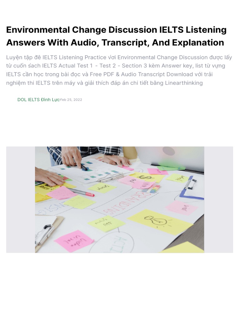 Environmental Change Discussion IELTS Listening Answers With Audio ...