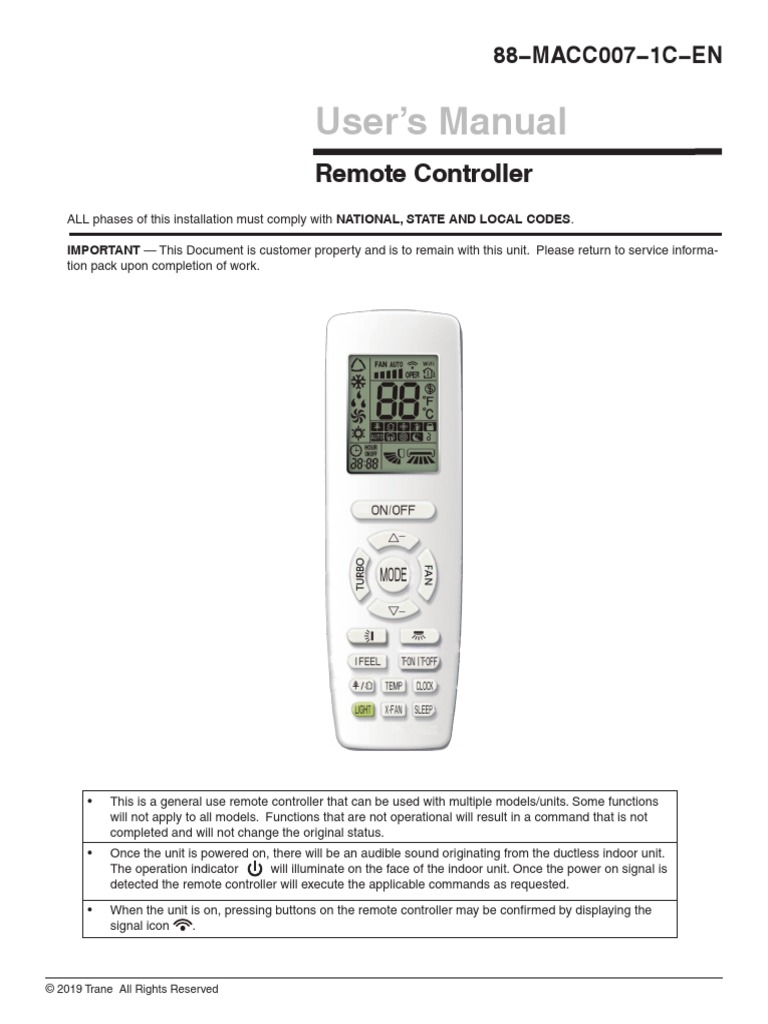 User's Manual: Remote Controller | PDF | Remote Control | Turbocharger