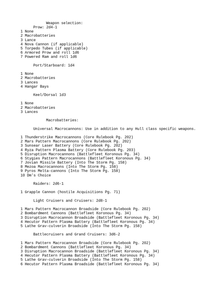 Random Ship Weapon Table | PDF | Cruiser | Naval Warfare
