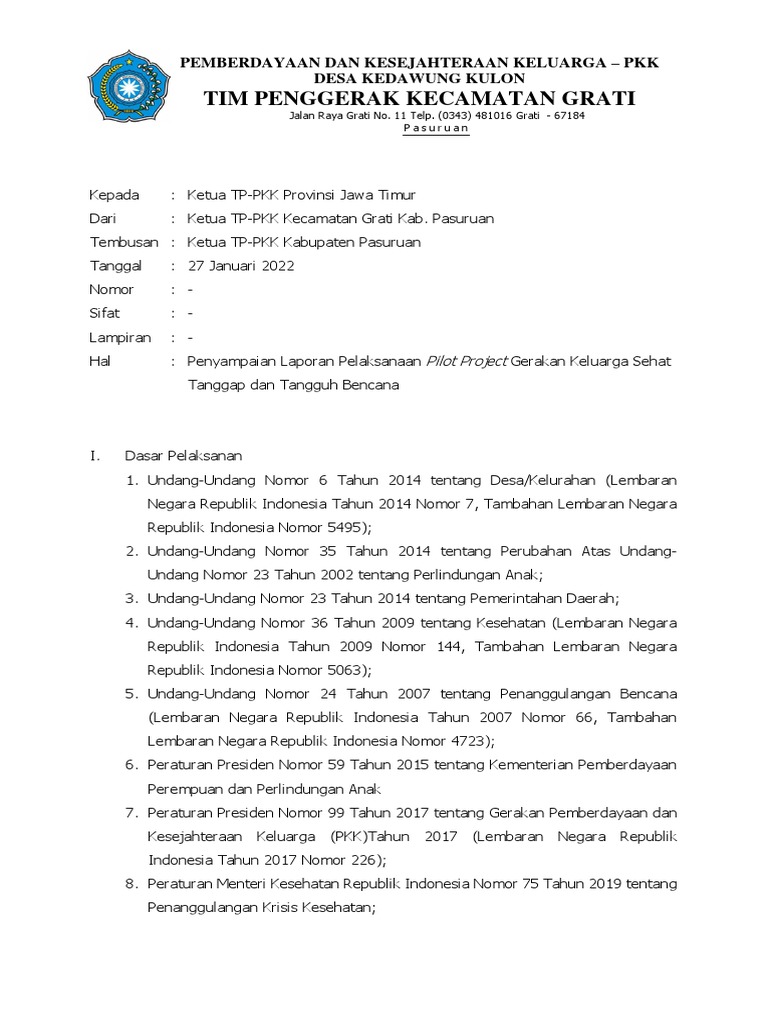 Revisi Form 3. Laporan Evaluasi Pilot Project Keluarga Sehat Tanggap ...