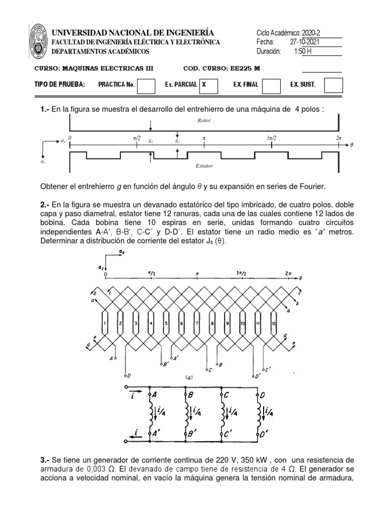 Ee225m Parcial 2021 2 | PDF | Inductor | Generador eléctrico