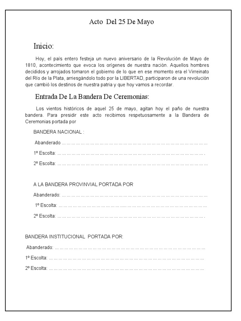 Acto Protocolar Del 25 de Mayo | PDF