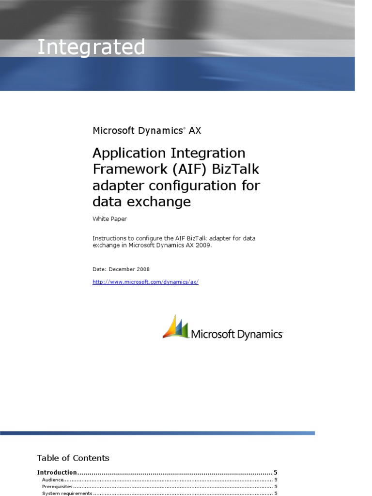 Application Integration Framework (AIF) BizTalk Adapter Configuration ...