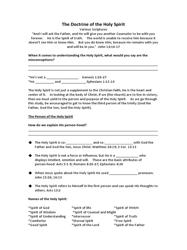 11.16.21 The Doctrine of The Holy Spirit 21 | PDF | Holy Spirit | God ...