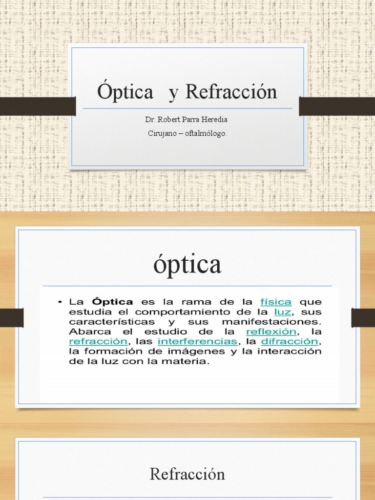 Óptica y Refracción | PDF | Miopía | Ojo humano