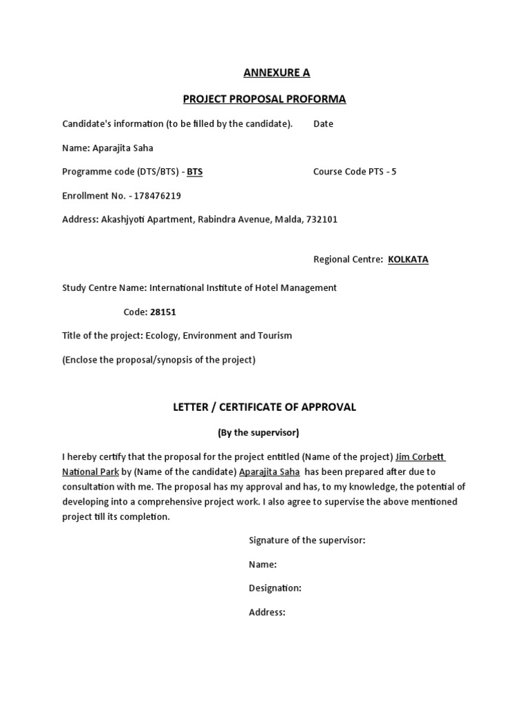 Project Proposal Proforma: Annexure A | PDF | Natural Environment | Ecology