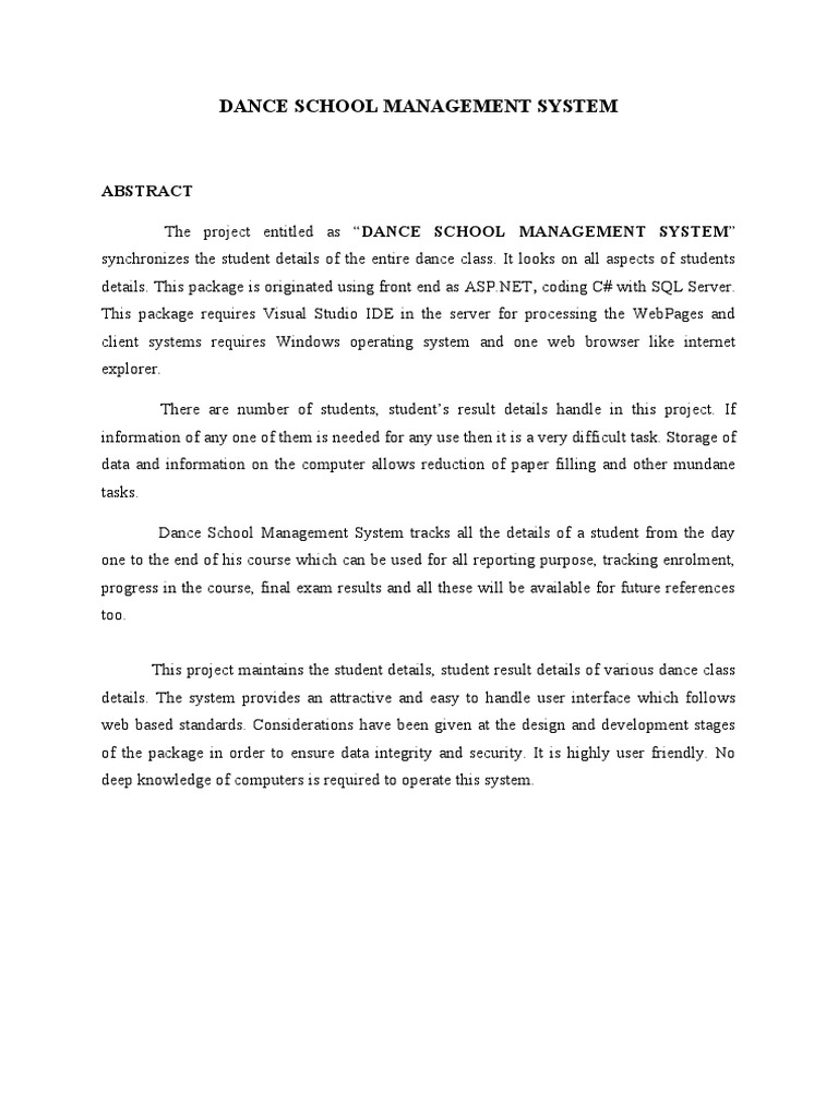 Dance School Management System | PDF | World Wide Web | Internet & Web