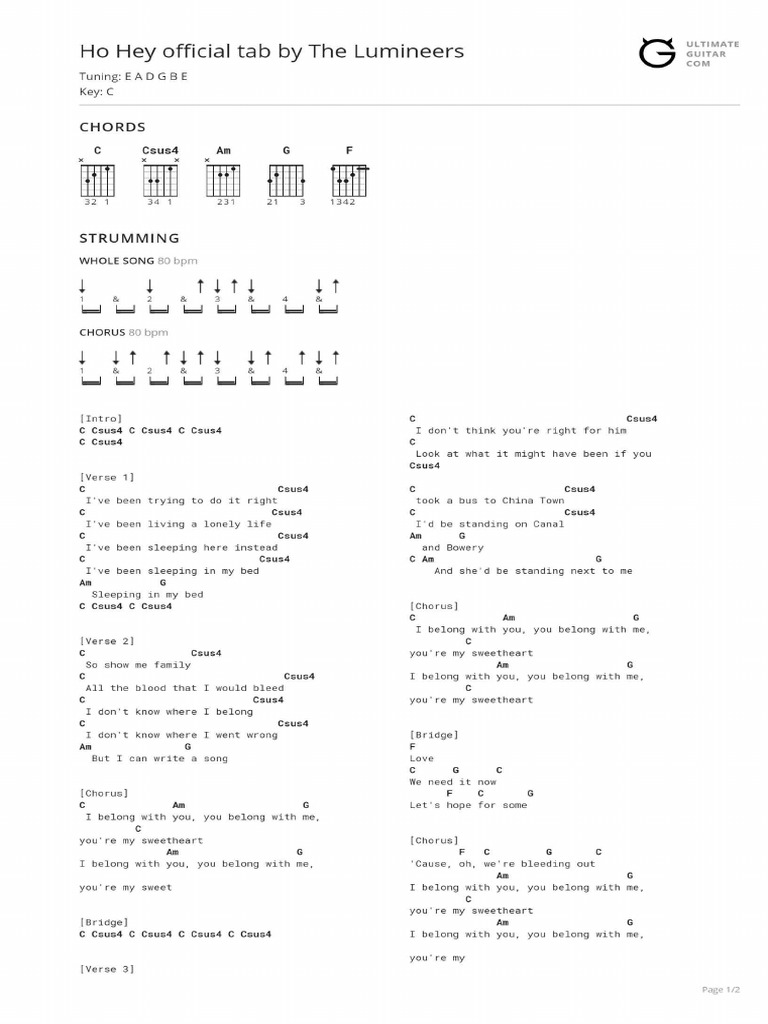 Ho Hey Lumineers Official Tab | PDF