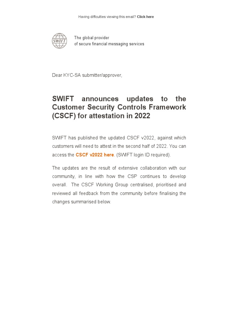 SWIFT Announces Updates To The Customer Security Controls Framework ...