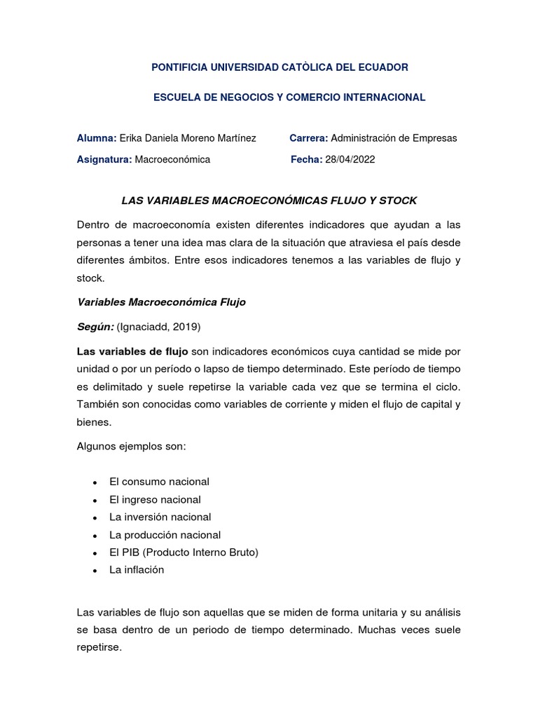 Diferencias Entre Las Variables Flujo y Stock | PDF | Producto Interno ...