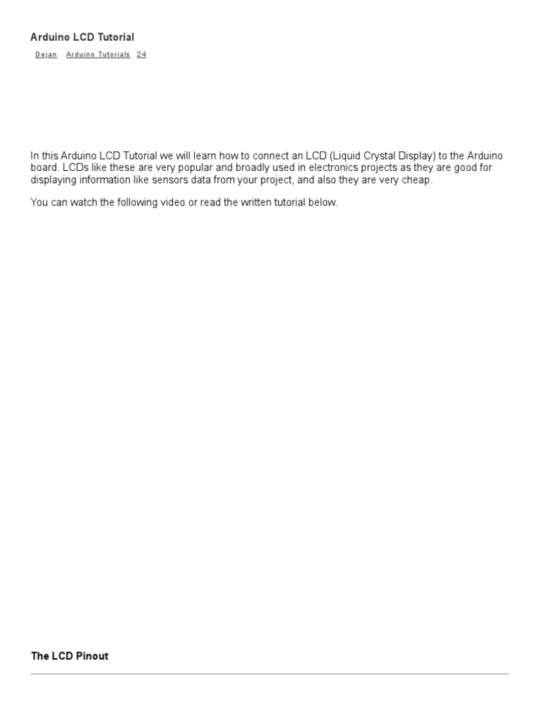 Arduino LCD Tutorial | PDF | Liquid Crystal Display | Cursor (User ...