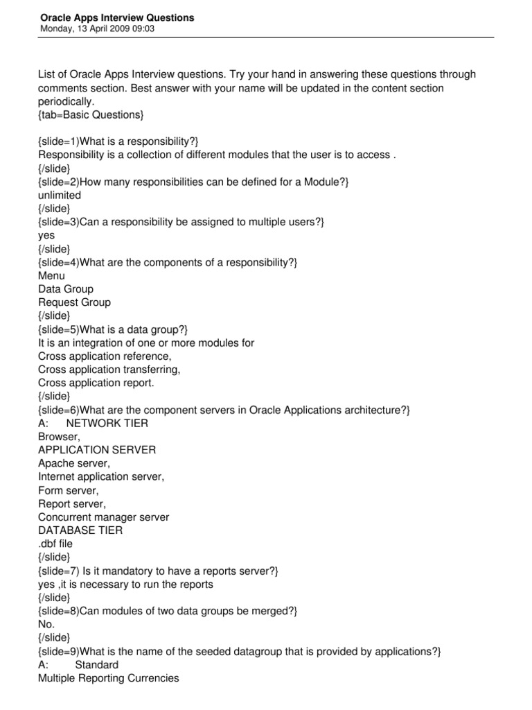 Oracle Apps Interview Questions | PDF