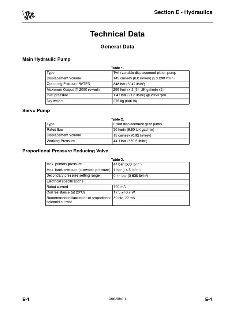 Technical Data: Main Hydraulic Pump | PDF | Pump | Valve