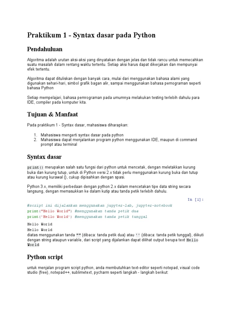 Praktikum 1&2 Python | PDF