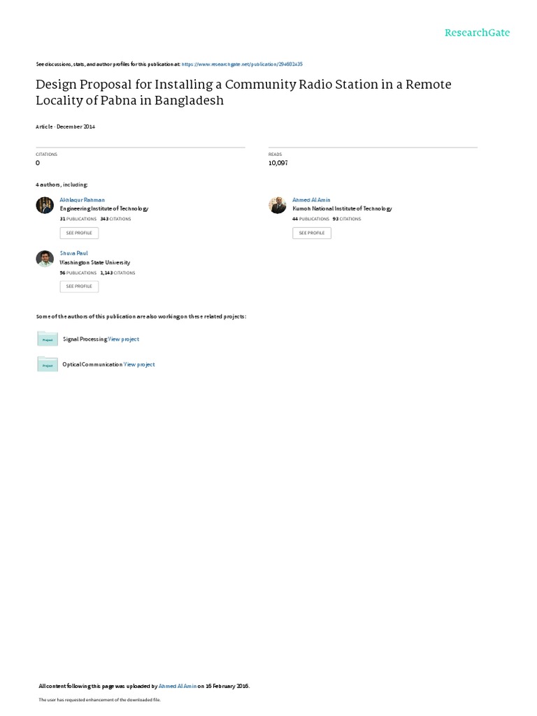 Design Proposal For Installing A Community Radio Station in A Remote ...