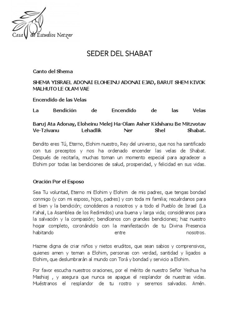 Seder Del Shabat | PDF | Seder de Pascua | Teología