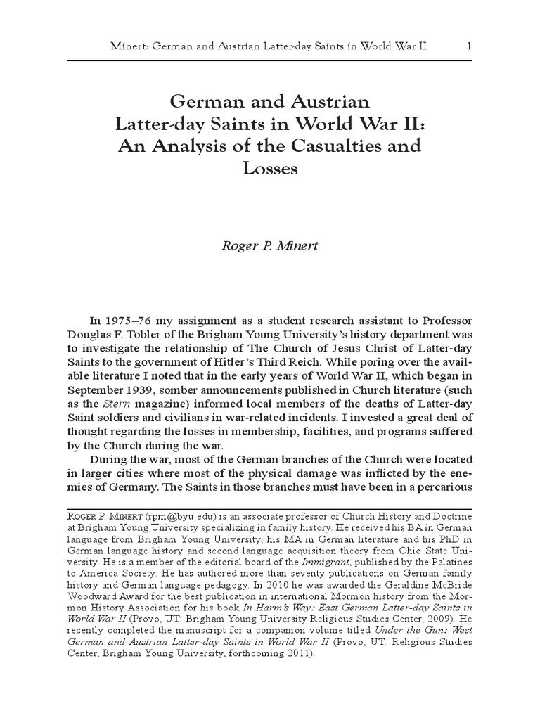 German and Austrian Latter Day Saints in World War II An Analysis of ...