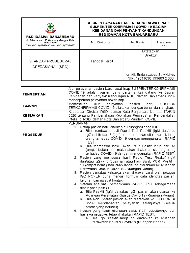 Spo Alur Pasien Obgyn Covid | PDF