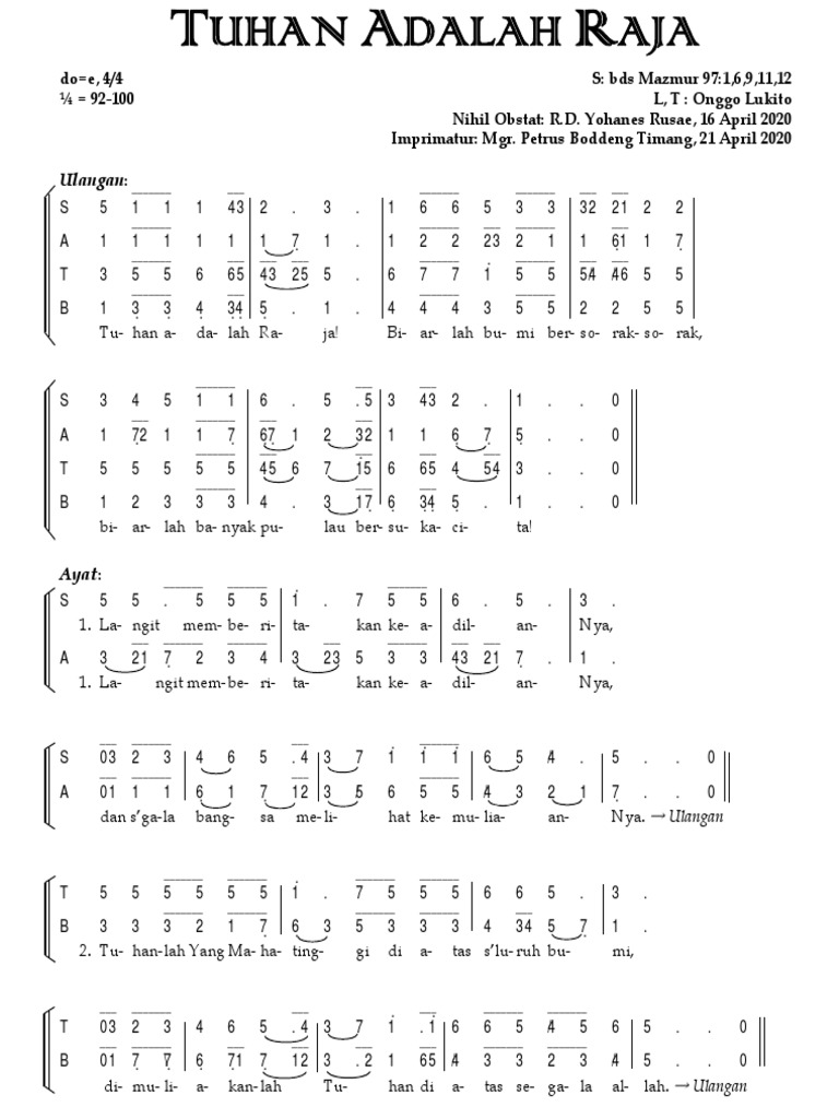 SATB - Tuhan Adalah Raja (Onggo Lukito) | PDF
