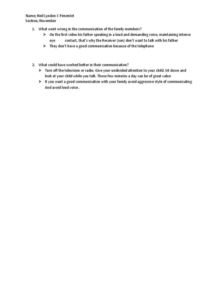 What Went Wrong in The Communication of The Family Members | PDF ...