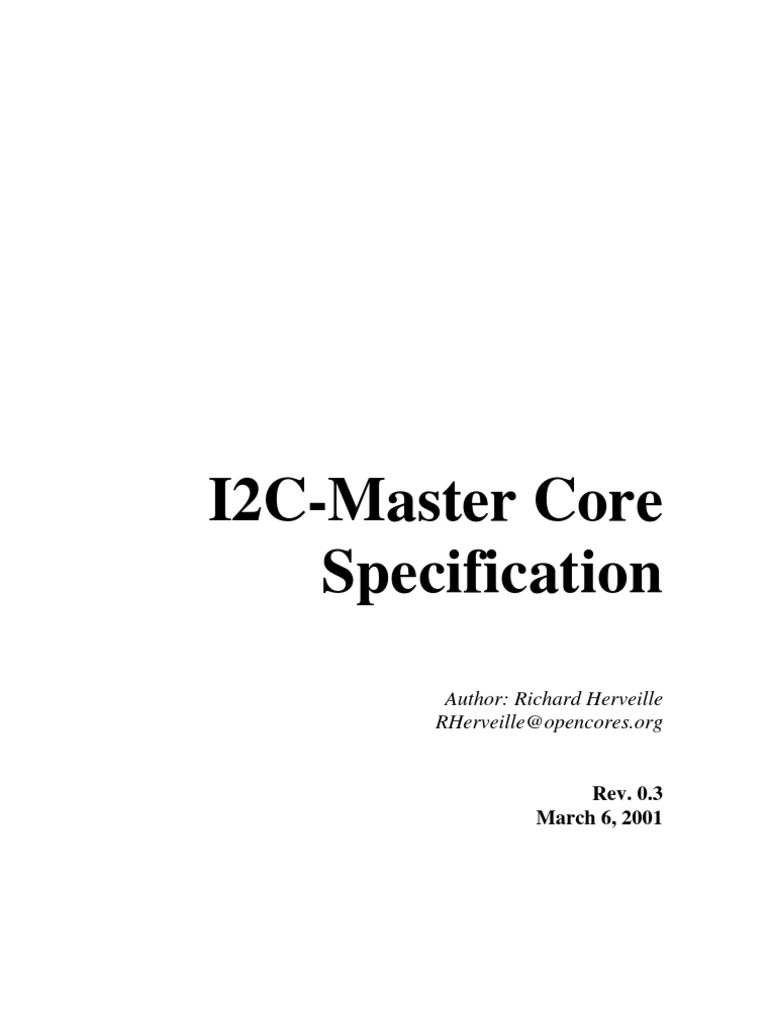 I2C-Master Core Specification | PDF | Input/Output | Computer Engineering