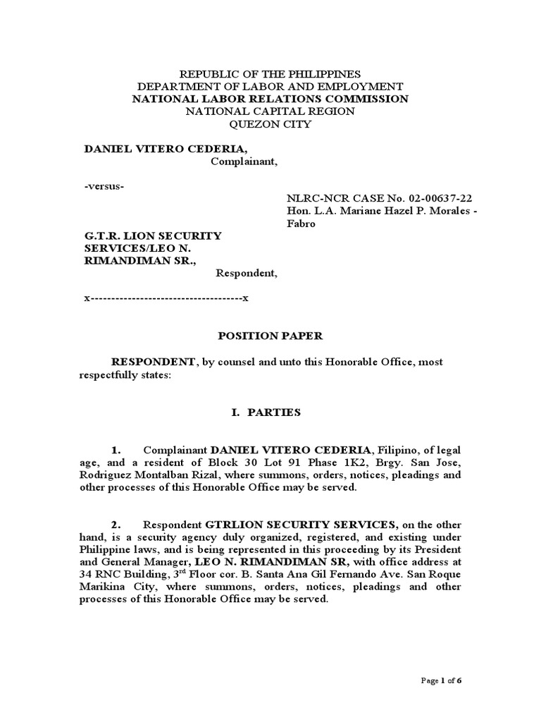 Position Paper (Daniel Vitero Cederia) v2 | PDF | Overtime | Employment