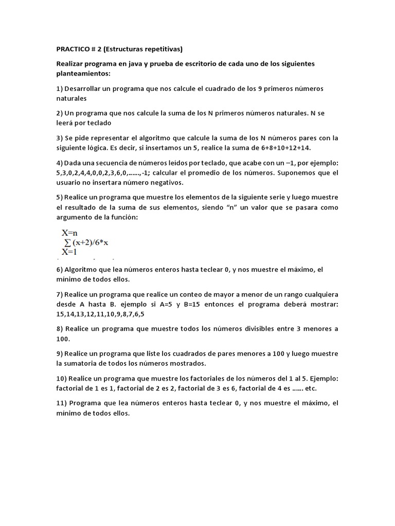 PRACTICO 2 Estructuras Repetitivas | PDF
