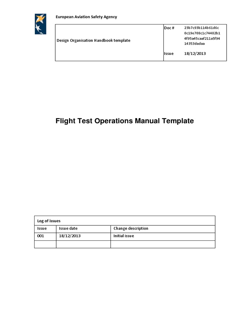 Flight Test Operations Manual Template: European Aviation Safety Agency ...
