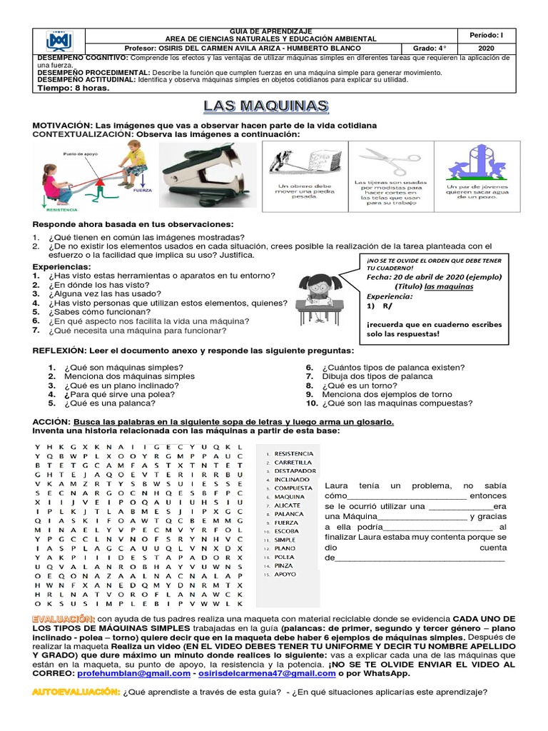 Actividades sobre Máquinas Simples | PDF | Máquinas | Palanca