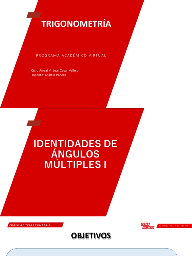 Trigo 17 Prof Pacora - Ident Trig de Ang Multiples | PDF | Trigonometría | Funciones trigonométricas
